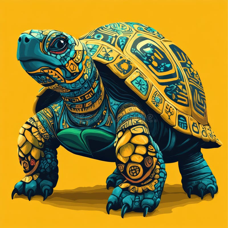 Colorful Tech-Inspired Turtle with Stylish Patterns and Designs Stock Illustration ...