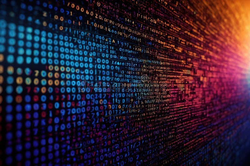 Colorful Technology Binary Matrix Code Abstract Wallpaper Patern Background Stock Illustration ...