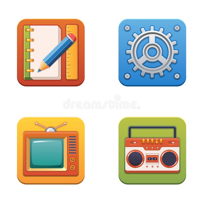 Colorful Technology Icons for Web and Printing Stock Illustration ...