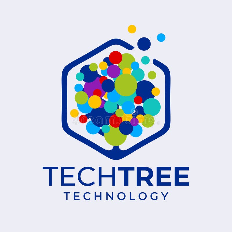Colorful Technology Tree Abstract Logo Design Vector. Modern Digital ...