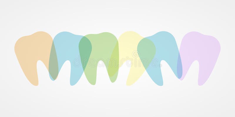 Colorful Teeth Illustration. Translucent Silhouettes. Horizontal Format ...