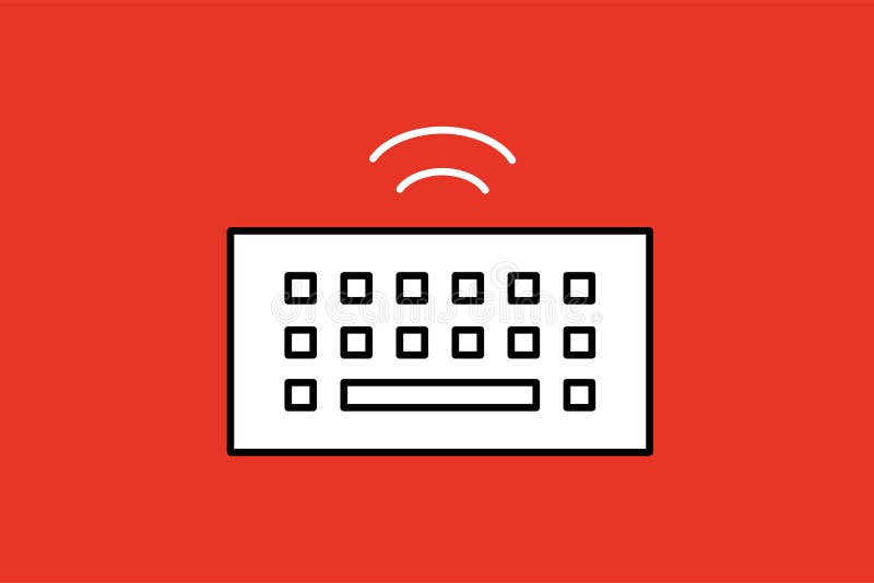 Wireless Keyboard Icon on Red Background. Vector Illustration in Flat ...