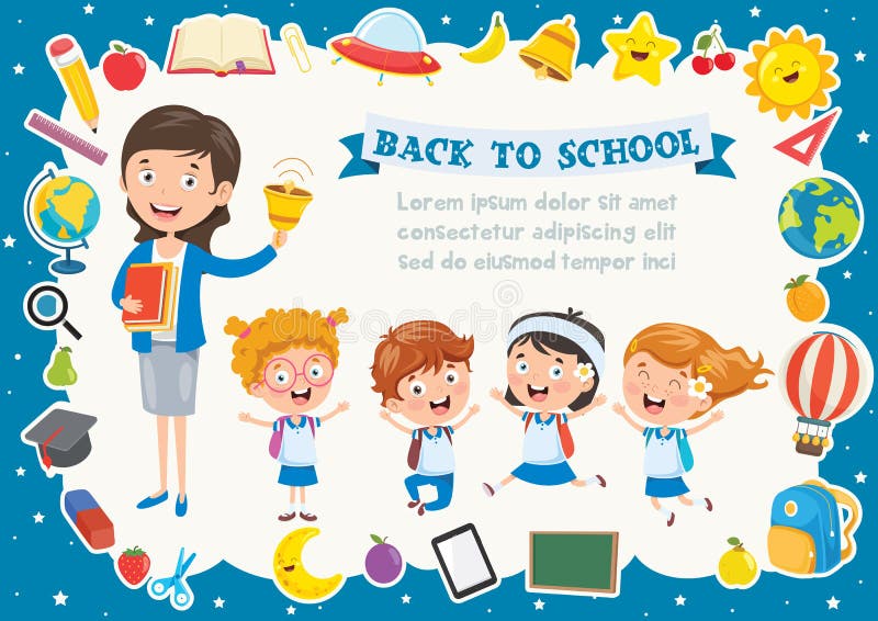 Colorful Template with Cute Children Stock Vector - Illustration of ...