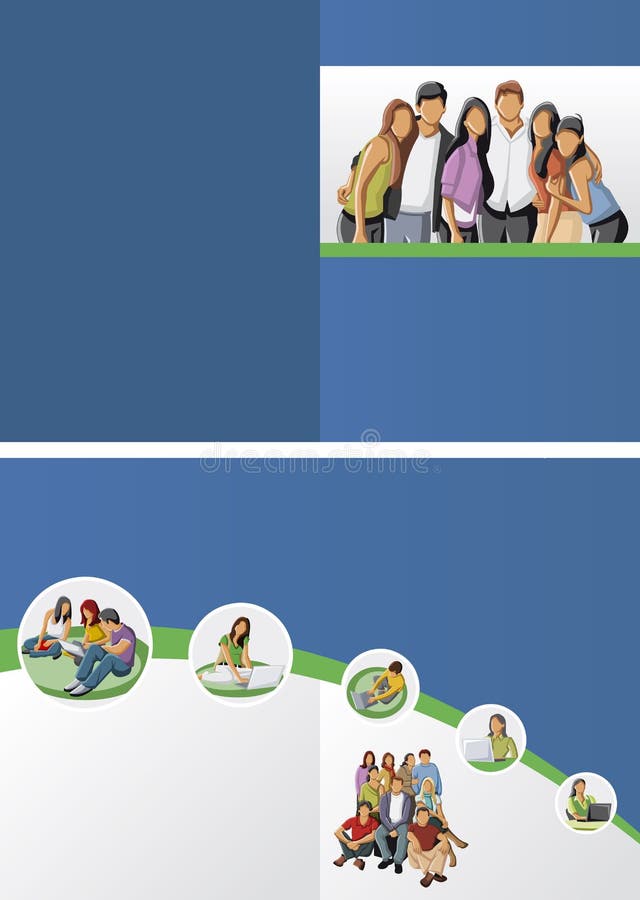 Colorful Template with Students Stock Vector - Illustration of college ...