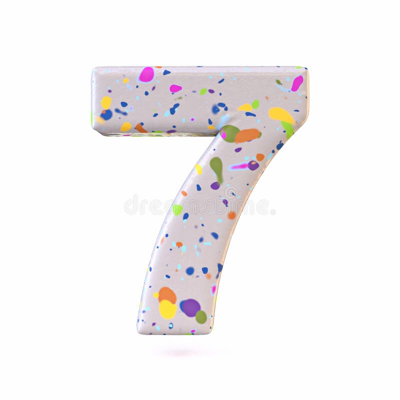 Colorful Terrazzo Pattern Font Number 7 SEVEN 3D Stock Illustration ...