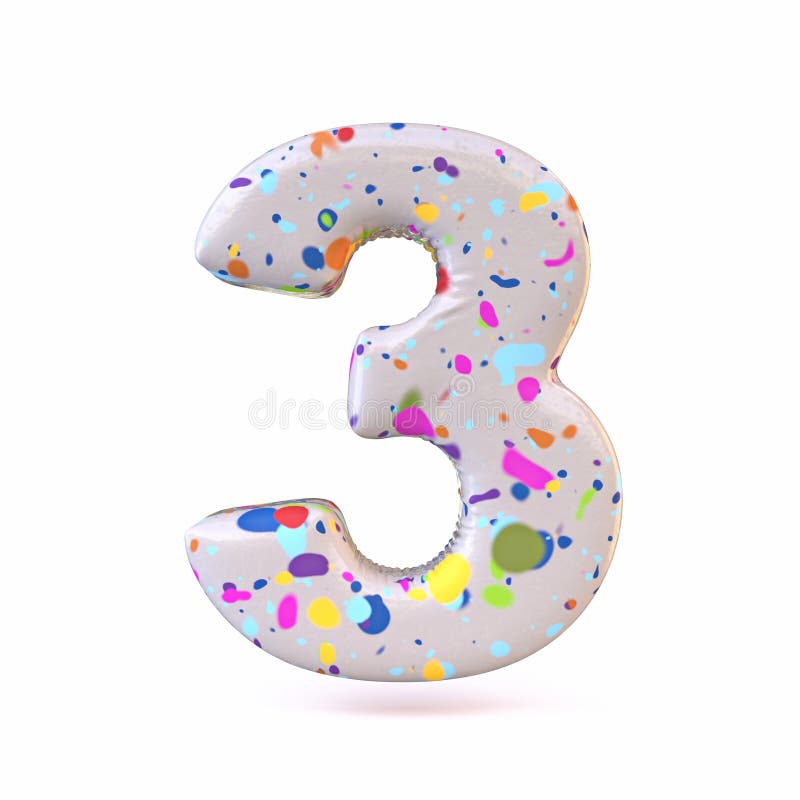 Colorful Terrazzo Pattern Font Number 3 THREE 3D Stock Illustration ...