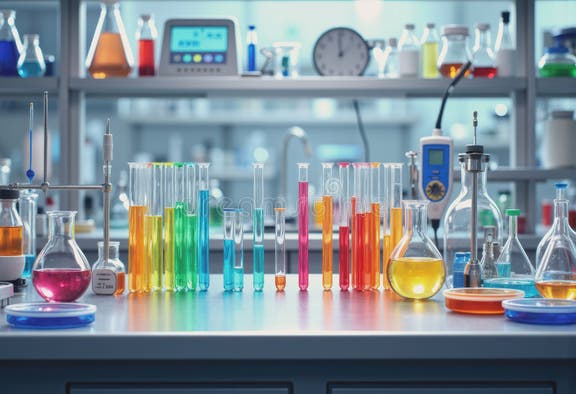 Colorful Test Bench for Food Safety Analysis with Various Samples Stock ...