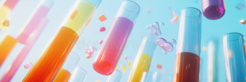 Modern 3D Veterinary Laboratory with Colorful Test Tubes and Abstract ...