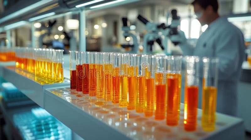 Laboratory Filled with Test Tubes and Microscopes Showcasing Vibrant ...