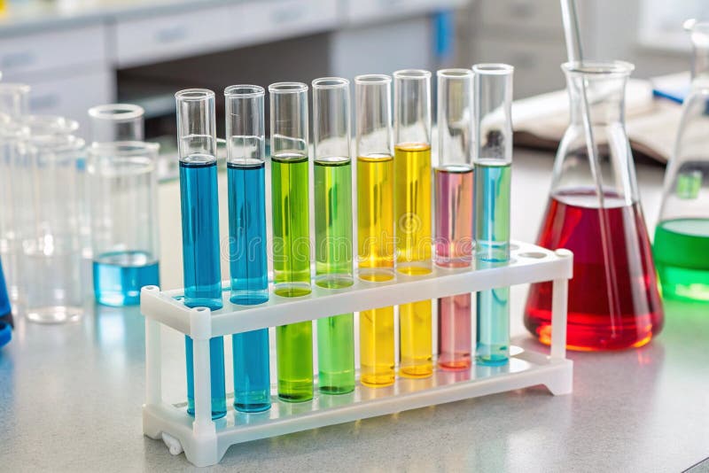 Colorful Test Tubes in Lab Rack, Science Research Concept-generated by ...