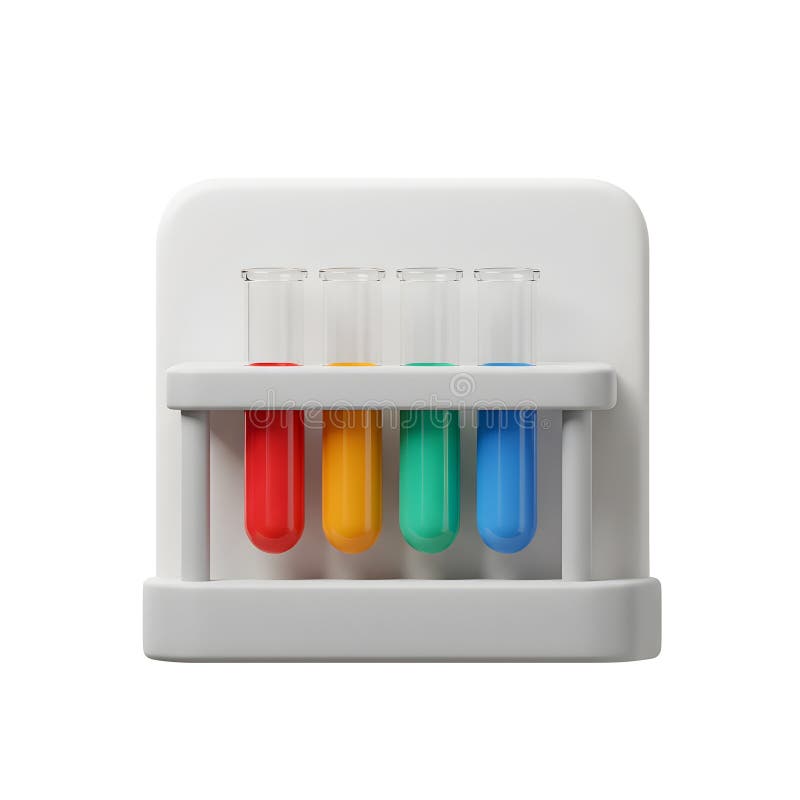 Colorful Test Tubes in a Modern Lab Rack: a 3D Render of Vibrant ...
