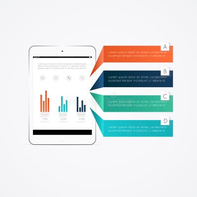 Colorful Text Boxes with Realistic 3d Tablet Computer Stock Vector ...