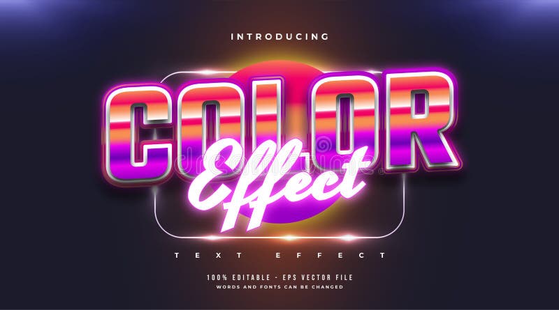 Colorful Text Style with Glowing Neon and 3d Embossed Effect. Editable ...