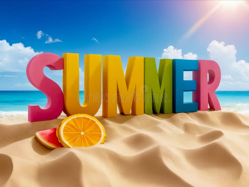 Colorful Text Summer on Sand Stock Photo - Image of summer, ocean ...