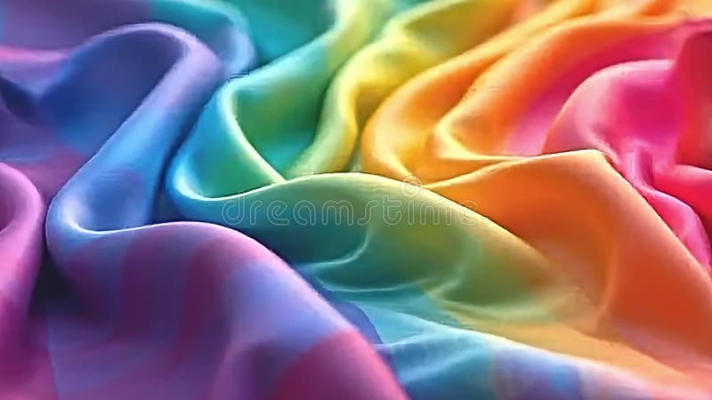 Colorful Textile Concept, Fluid Silky Material, Dazzling Rainbow ...
