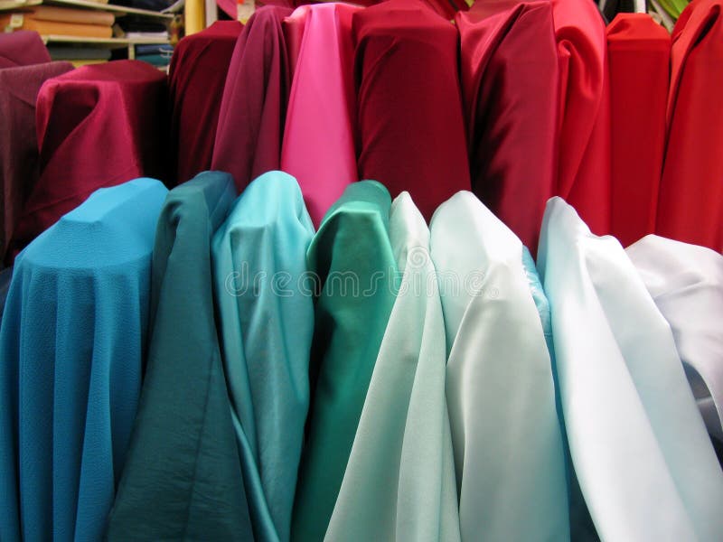 Colorful Textile Fabric Material Rolls. Stock Photo - Image of ...