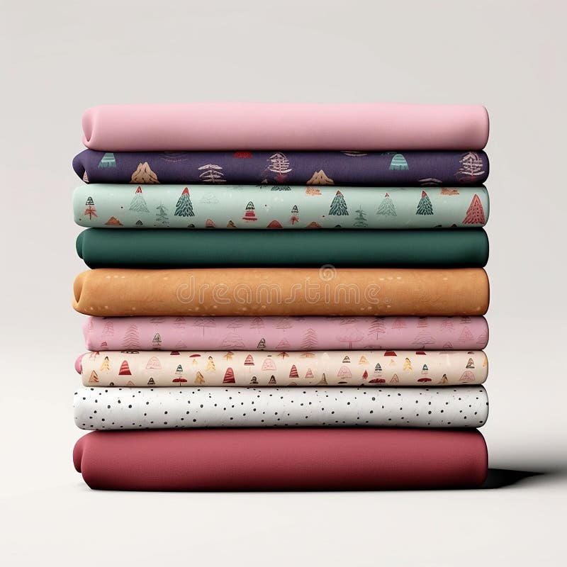 Colorful Textile Fabric Stack Mockup Stock Illustration - Illustration ...