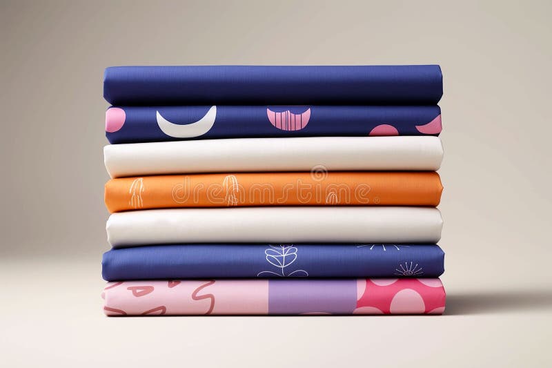 Colorful Textile Fabric Stack Mockup Stock Illustration - Illustration ...