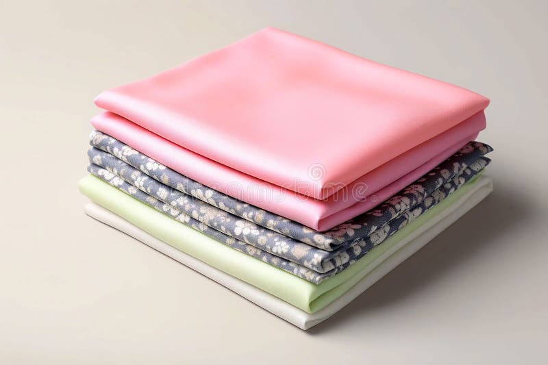 Colorful Textile Fabric Stack Mockup Stock Illustration - Illustration ...