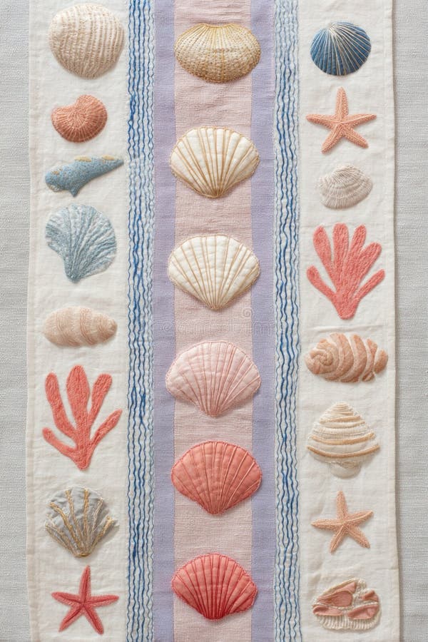 Embroidered Seashells Stock Illustrations – 16 Embroidered Seashells ...