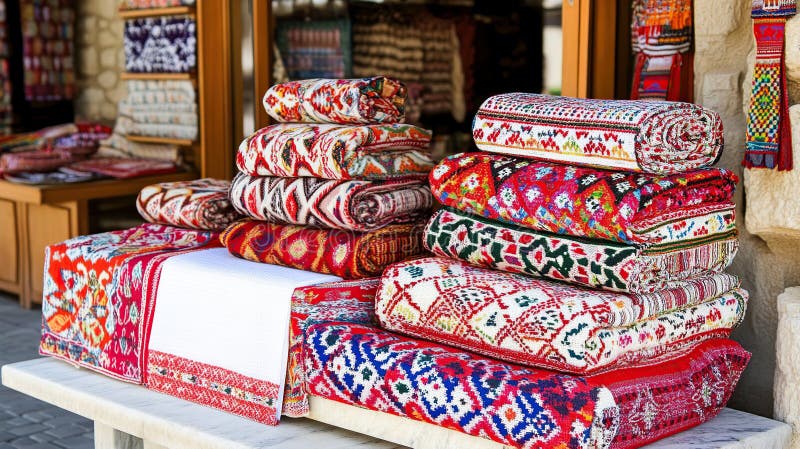 Colorful Textiles Displayed Outdoors Market Stock Photos - Free ...