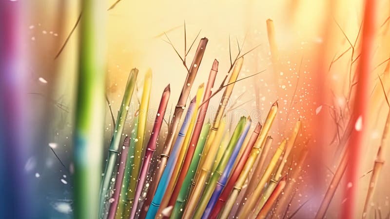 Colorful Texture Design of Bamboo Forest and Colored Pencils ...