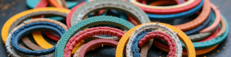 Colorful Textured Circular Rings Arranged in Overlapping Pattern Stock ...