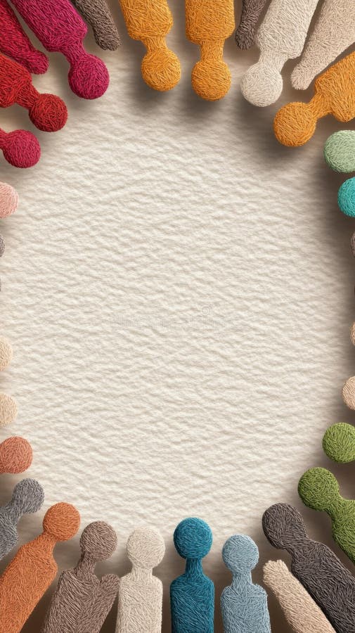 Colorful Textured Figures Form a Vibrant Border Around a Blank Canvas ...