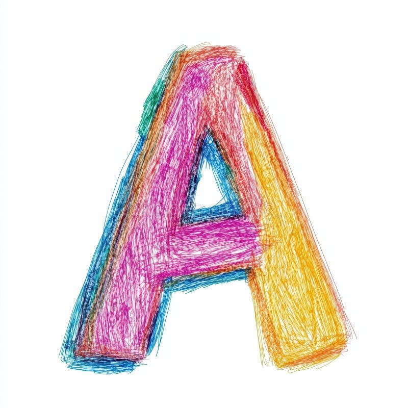 A Colorful, Textured Letter "a" Drawn in a Crayon-like Style Stock ...