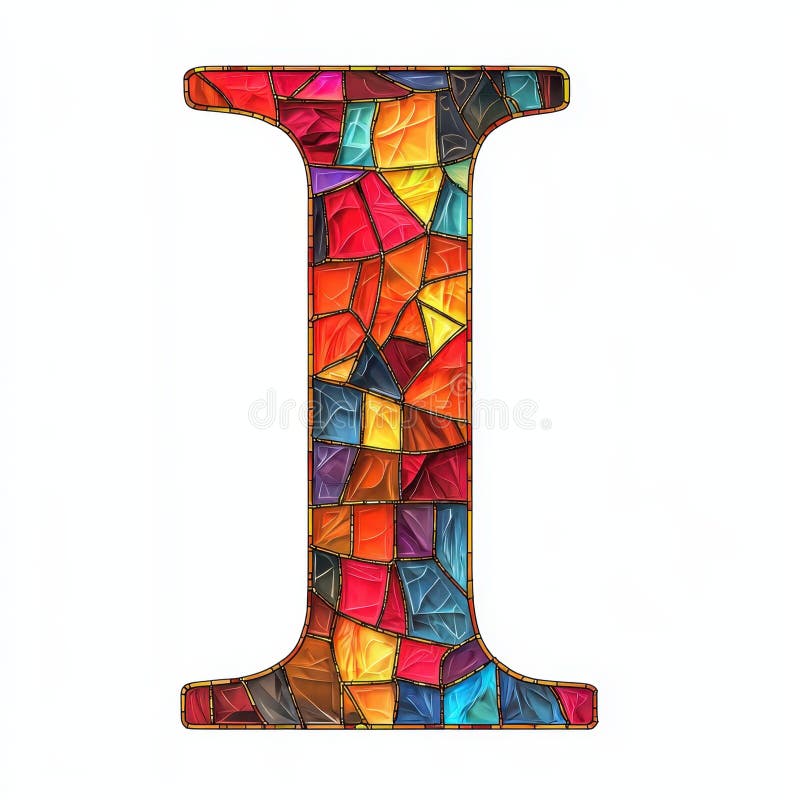 A Colorful, Textured Letter "I" Designed with Vibrant, Mosaic-like ...