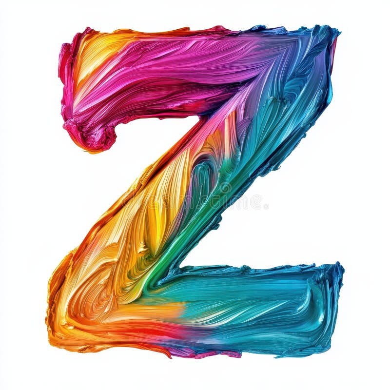 Colorful, Textured Letter "Z" Created with Vibrant Paint Strokes Stock ...
