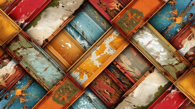 A Colorful, Textured Pattern of Overlapping, Weathered Frames in ...