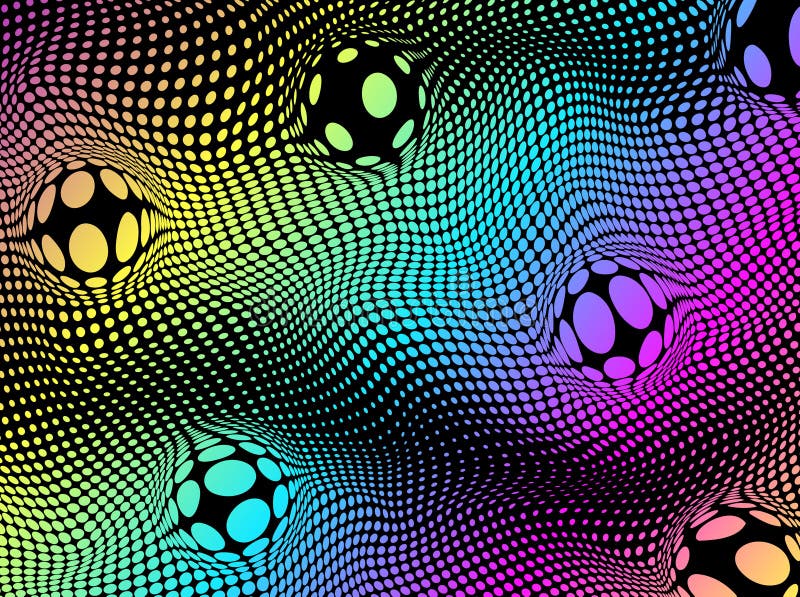 Colorful Textured Pattern with Spheres and Dots, Creating an Optical ...
