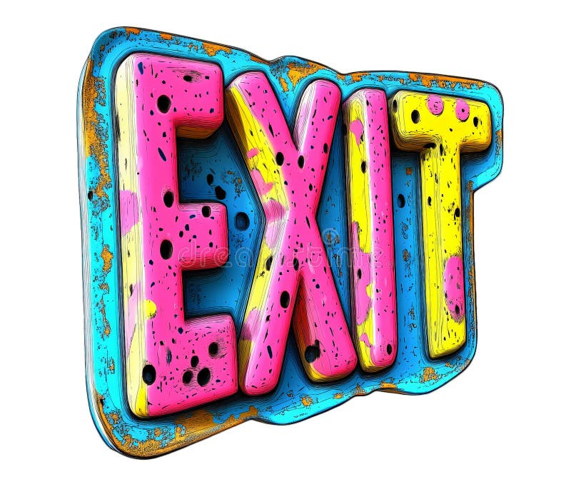 A Colorful, Textured Sign Reading "EXIT" is Displayed in Bold, 3D ...