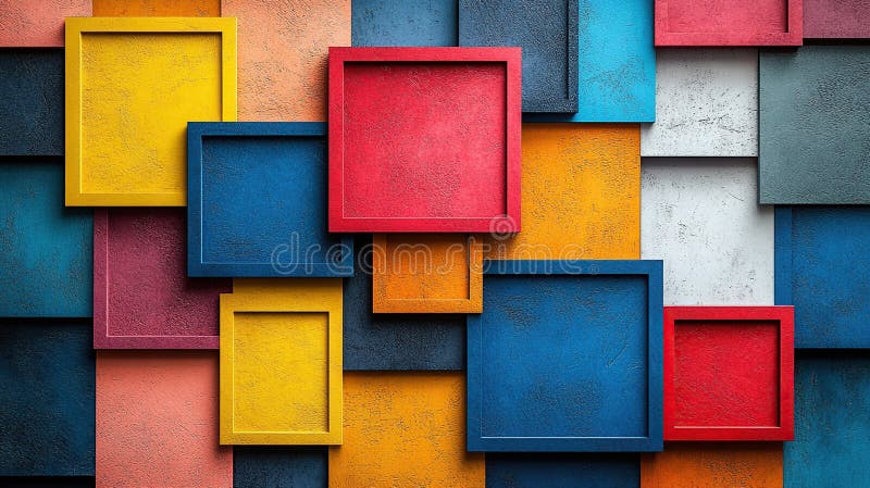 Colorful Textured Square Frames Overlapping on a Wall Stock ...