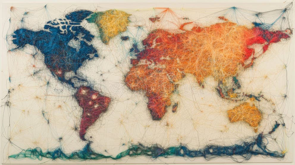 Colorful Textured World Map Abstract Art Stock Illustration ...