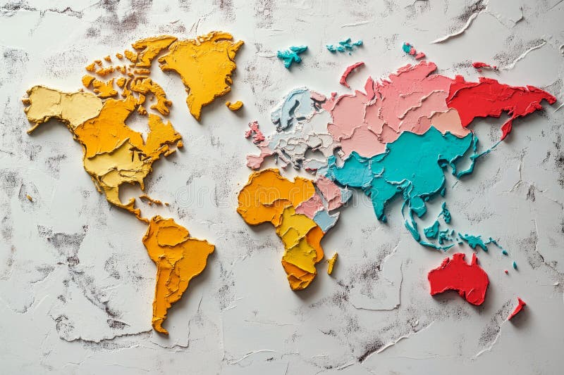 Colorful Textured World Map Continents Plaster Stock Photos - Free ...