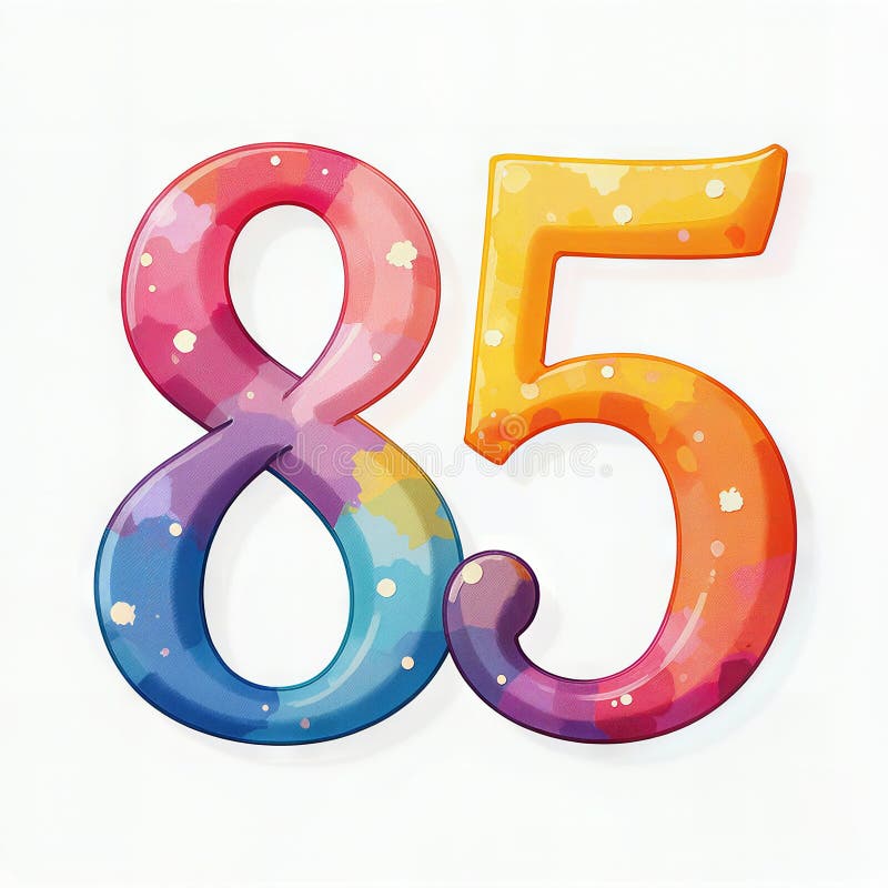 Colorful 85th Birthday Numbers Stock Illustration - Illustration of ...