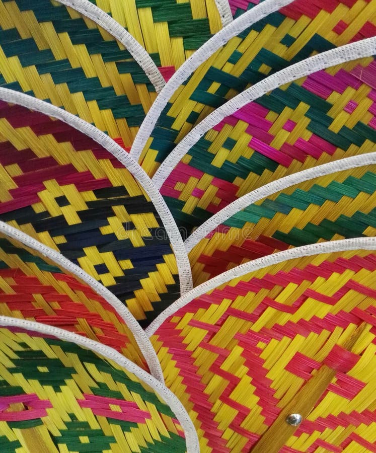 Colorful Thai basket fans stock image. Image of detail - 116010755