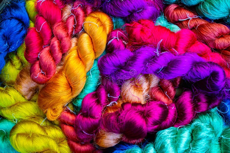Thai silk threads stock photo. Image of blue, pattern - 112174120