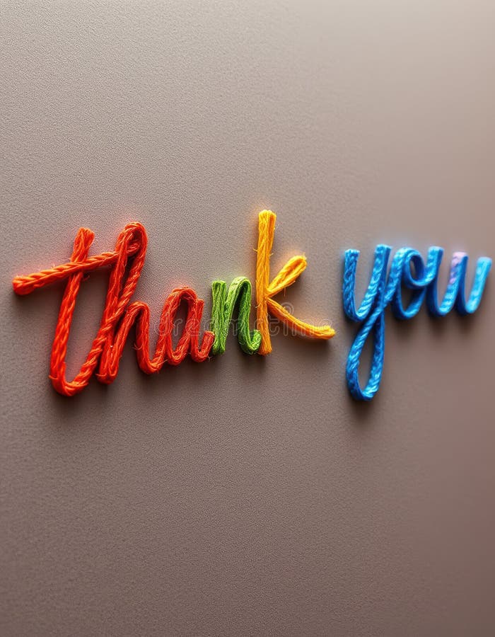 Colorful Thank You Message Crafted from Vibrant Yarn on a Smooth ...