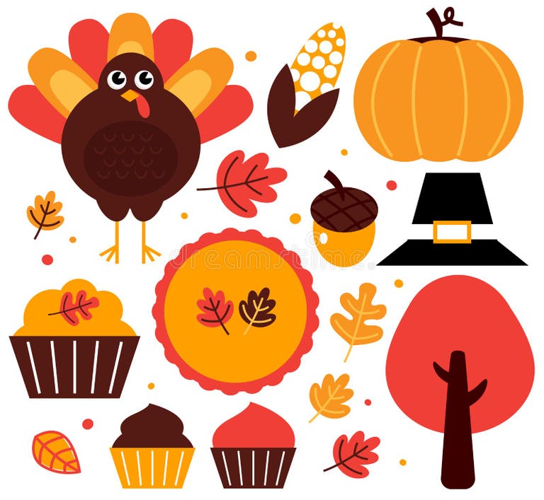 Colorful Thanksgiving Design Elements Stock Vector - Illustration of ...