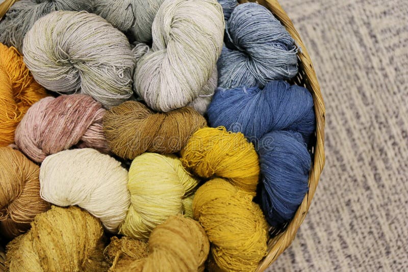 Colorful thread in basket stock photo. Image of brown - 69708114