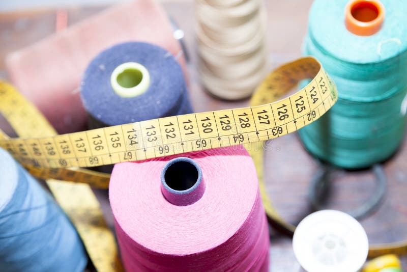 Colorful Thread Spools Used in Fabric Stock Image - Image of dressmaker ...