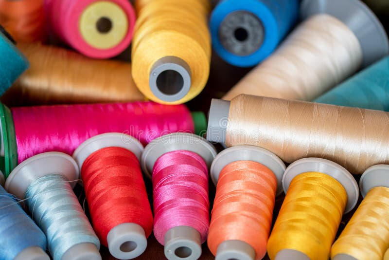 Colorful Thread Spools Used in Fabric and Textile. Stock Image - Image ...