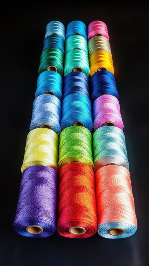 Colorful Thread Spools, a Vibrant Array for Sewing and Crafting with ...