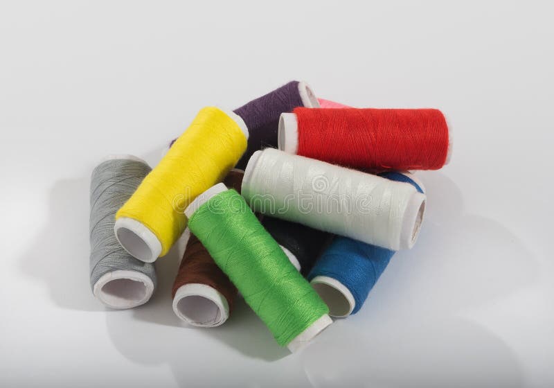 Colorful Threads on a Gray Background. Top View Stock Image - Image of ...