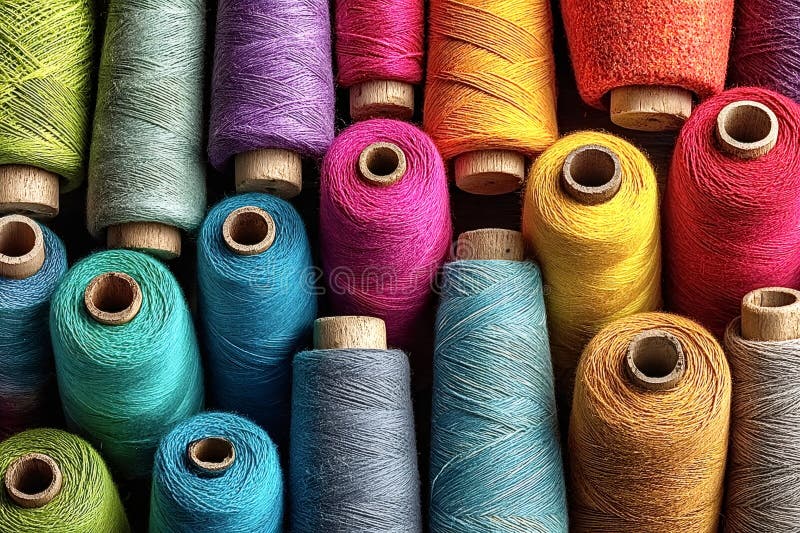 Colorful Threads Arranged in Vibrant Pattern Stock Photo - Image of ...