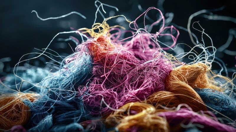 Colorful Threads Entangled in Complex Shapes Indoor Studio Abstract Art ...