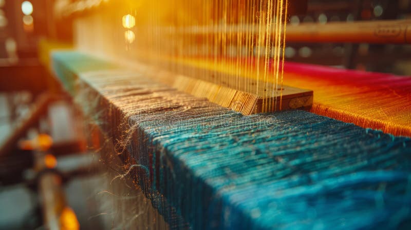 Colorful Threads on a Loom in a Weaving Workshop. Stock Image - Image ...